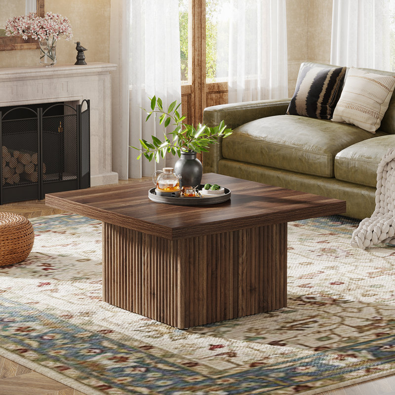 Millwood Pines Dalany Modern Square Coffee Table Wood Center Table for Living Room Reviews Wayfair